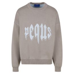 Rundhalspullover PEQUS "PEQUS PEQUS Mythic Knit Sweater", Herren, Gr. L, concrete, 100% Baumwolle, mehrfarbig, oversize, Rundhals, Pullover Rundhalspullover