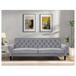 Schlafsofa DOREL HOME "Tyne", grau (hellgrau), B:222cm H:82cm T:83cm, 100% Polyester, Sofas, Schlafsofa