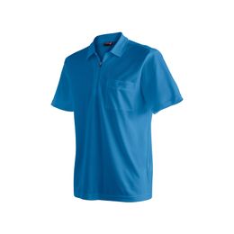 Poloshirt Maier Sports "Arwin 2.0", Herren, Gr. L, blau (saphirblau), 100% Polyester, Rundhals, Shirts, Herren Polo kurzarm, leichtes Shirt, Funktionsshirt mit Kragen Reg Fit