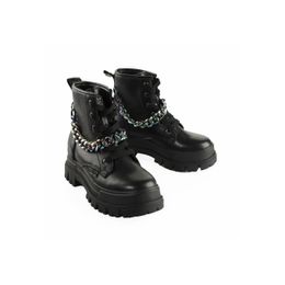 Stiefel Buffalo "Buffalo Aspha Rld Chain 3.0 Vegan Nappa", Damen, Gr. 40, schwarz, multi, Kunstfaser, Schuhe Stiefel