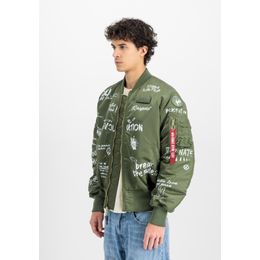 Bomberjacke Alpha Industries "MA-1 Peace", Herren, Gr. 3XL, gr&uuml;n (sage, gr&uuml;n), Obermaterial: 100% Nylon; Futter: 100% Nylon; F&uuml;llung: 100% Polyester, Jacken Bomberjacke