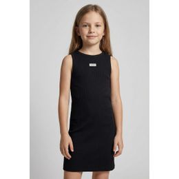 Tr&auml;gerkleid Calvin Klein Jeans "RIB SLEEVELESS DRESS", M&auml;dchen, Gr. 4 (104), N-Gr, ck schwarz, Web, Obermaterial: 94% Baumwolle, 6% Elasthan, unifarben, regular fit kniefrei, Rundhals, Kleider Tr&auml;gerkleid, Regular fit f&uuml;r Kinder mit Rundhalsausschnitt