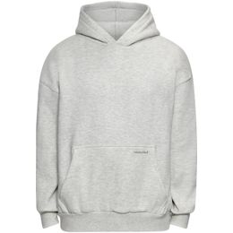 Kapuzenpullover DROPSIZE "Dropsize Herren Dropsize Bazix Republiq SUPER HEAVY BLANK HOODIE", Herren, Gr. L, grau mel, 70% Baumwolle, 30% Polyester, unifarben, loose fit, ohne Ausschnitt, Pullover Kapuzenpullover