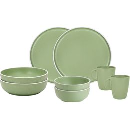 Brunner T&ecirc;te-&agrave;-t&ecirc;te Dolomit green Melamin Geschirrset Antirutsch, BPA-frei und bruchunempfindlich 8-teilig - Kunststoff und Melamin Geschirr-Sets