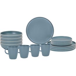 Brunner Lunch Box Dolomit Blue Melamin Geschirrset Antirutsch, BPA-frei und bruchunempfindlich 16-teilig - Kunststoff und Melamin Geschirr-Sets