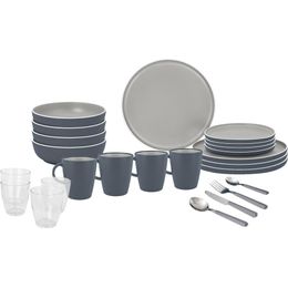 Brunner All Inclusive Trilogy Grey Melamin Geschirrset Antirutsch, BPA-frei und bruchunempfindlich 36-teilig - Kunststoff und Melamin Geschirr-Sets