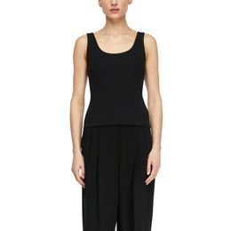 Ripptanktop comma, Damen, Gr. 34, schwarz, Rippware, Obermaterial: 95% Baumwolle, 5% Elasthan, unifarben, k&ouml;rpernah h&uuml;ftbedeckend, Rundhals, Tops, mit Stretch