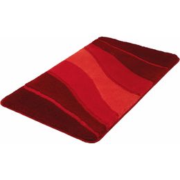 Badematte Kleine Wolke "Ocean" Gr. 5, rot (granat), H:23mm, Kunstfaser, Badematten, Badematte, Badteppich, Wellen Design, mit Farbverlauf, Hoch-Tief Effekt, waschbar