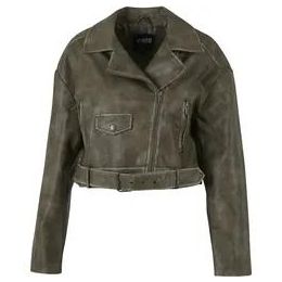 Allwetterjacke Urban Classics "Urban Classics Ladies Vintage Jacket", Damen, Gr. XL, olive, 100% Polyester, unifarben, normal, amerikanischer Ausschnitt, Jacken