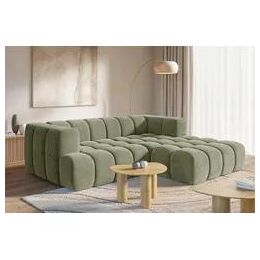 Ecksofa HOMSY BY ANA JOHNSON "&raquo;XL&laquo; BOUBELLE L-Form extra tief, Design: Bubble-Optik, Breite 247cm", gr&uuml;n, B:247cm H:75cm T:191cm, 100% Polyester, Sofas, Ecksofa, hoher Sitzkomfort dank Wellenunterfederung, XL Sitztiefe 100 cm