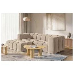 Ecksofa HOMSY BY ANA JOHNSON "&raquo;L&laquo; BOUBELLE L-Form, Design-Sofa, Bubble-Optik, Breite 247 cm", dunkelbeige, B:247cm H:75cm T:156cm, 100% Polyester, Sofas, Ecksofa, hoher Sitzkomfort dank Wellenunterfederung, L Sitztiefe 63 cm