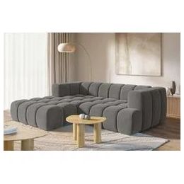 Ecksofa HOMSY BY ANA JOHNSON "&raquo;XL&laquo; BOUBELLE L-Form extra tief, Design: Bubble-Optik, Breite 247cm", anthrazit, B:247cm H:75cm T:191cm, 100% Polyester, Sofas, Ecksofa, hoher Sitzkomfort dank Wellenunterfederung, XL Sitztiefe 100 cm