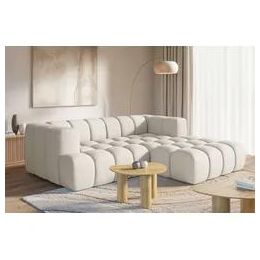 Ecksofa HOMSY BY ANA JOHNSON "&raquo;XL&laquo; BOUBELLE L-Form extra tief, Design: Bubble-Optik, Breite 247cm", beige, B:247cm H:75cm T:191cm, 100% Polyester, Sofas, Ecksofa, hoher Sitzkomfort dank Wellenunterfederung, XL Sitztiefe 100 cm