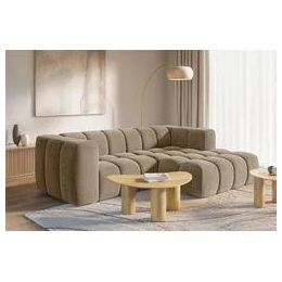 Ecksofa HOMSY BY ANA JOHNSON "&raquo;L&laquo; BOUBELLE L-Form, Design-Sofa, Bubble-Optik, Breite 247 cm", hellbraun, B:247cm H:75cm T:156cm, 100% Polyester, Sofas, Ecksofa, hoher Sitzkomfort dank Wellenunterfederung, L Sitztiefe 63 cm