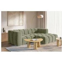 Ecksofa HOMSY BY ANA JOHNSON "&raquo;L&laquo; BOUBELLE L-Form, Design-Sofa, Bubble-Optik, Breite 247 cm", gr&uuml;n, B:247cm H:75cm T:156cm, 100% Polyester, Sofas, Ecksofa, hoher Sitzkomfort dank Wellenunterfederung, L Sitztiefe 63 cm