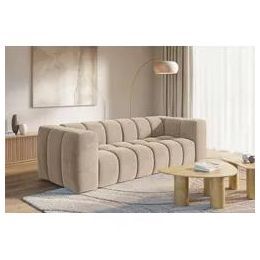 Big-Sofa HOMSY BY ANA JOHNSON "&raquo;L&laquo; BOUBELLE Design-Sofa mit Steppung, Bubble-Optik, Breite 246 cm", dunkelbeige, B:246cm H:75cm T:100cm, 100% Polyester, Sofas, Big-Sofa, 4-Sitzer mit Wellenunterfederung, L Sitztiefe 63 cm