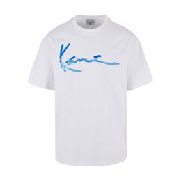 T-Shirt Karl Kani "Karl Kani Herren KM242-025-1 Water Signature Tee", Damen, Gr. M, wei&szlig;, 100% Baumwolle, oversize, Rundhals, Shirts T-Shirt