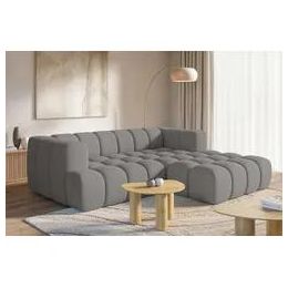 Ecksofa HOMSY BY ANA JOHNSON "&raquo;XL&laquo; BOUBELLE L-Form extra tief, Design: Bubble-Optik, Breite 247cm", dunkelgrau, B:247cm H:75cm T:191cm, 100% Polyester, Sofas, Ecksofa, hoher Sitzkomfort dank Wellenunterfederung, XL Sitztiefe 100 cm
