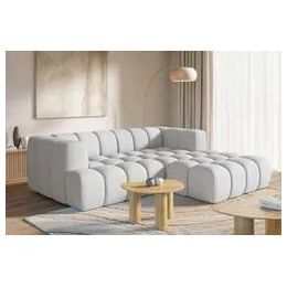 Ecksofa HOMSY BY ANA JOHNSON "&raquo;XL&laquo; BOUBELLE L-Form extra tief, Design: Bubble-Optik, Breite 247cm", hellgrau, B:247cm H:75cm T:191cm, 100% Polyester, Sofas, Ecksofa, hoher Sitzkomfort dank Wellenunterfederung, XL Sitztiefe 100 cm