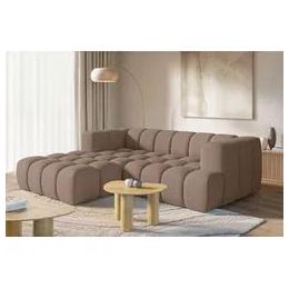 Ecksofa HOMSY BY ANA JOHNSON "&raquo;XL&laquo; BOUBELLE L-Form extra tief, Design: Bubble-Optik, Breite 247cm", braun, B:247cm H:75cm T:191cm, 100% Polyester, Sofas, Ecksofa, hoher Sitzkomfort dank Wellenunterfederung, XL Sitztiefe 100 cm