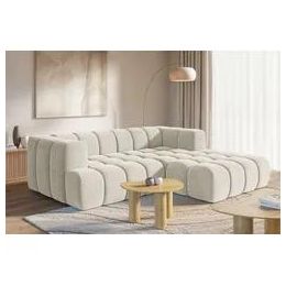 Ecksofa HOMSY BY ANA JOHNSON "&raquo;XL&laquo; BOUBELLE L-Form extra tief, Design: Bubble-Optik, Breite 247cm", beige, B:247cm H:75cm T:191cm, 100% Polyester, Sofas, Ecksofa, hoher Sitzkomfort dank Wellenunterfederung, XL Sitztiefe 100 cm