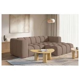 Ecksofa HOMSY BY ANA JOHNSON "&raquo;L&laquo; BOUBELLE L-Form, Design-Sofa, Bubble-Optik, Breite 247 cm", braun, B:247cm H:75cm T:156cm, 100% Polyester, Sofas, Ecksofa, hoher Sitzkomfort dank Wellenunterfederung, L Sitztiefe 63 cm