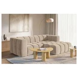 Ecksofa HOMSY BY ANA JOHNSON "&raquo;L&laquo; BOUBELLE L-Form, Design-Sofa, Bubble-Optik, Breite 247 cm", dunkelbeige, B:247cm H:75cm T:156cm, 100% Polyester, Sofas, Ecksofa, hoher Sitzkomfort dank Wellenunterfederung, L Sitztiefe 63 cm