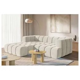 Ecksofa HOMSY BY ANA JOHNSON "&raquo;XL&laquo; BOUBELLE L-Form extra tief, Design: Bubble-Optik, Breite 247cm", beige, B:247cm H:75cm T:191cm, 100% Polyester, Sofas, Ecksofa, hoher Sitzkomfort dank Wellenunterfederung, XL Sitztiefe 100 cm