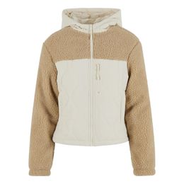 Allwetterjacke Urban Classics "Urban Classics Ladies Sherpa Crinkle Nylon Mix Jacket", Damen, Gr. L, unionbeige, sandwei&szlig;, 100% Polyester, unifarben, normal, amerikanischer Ausschnitt, Jacken