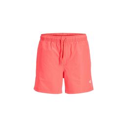 Jack & Jones Badeshorts JACK & JONES "Badeshorts JPSTMAUI TROPIC SOLID SWIM SHORTS REG SN 1er Pack", Herren, Gr. L, N-Gr, orange, Obermaterial: 100% Polyester PES., Badehosen Badeshorts