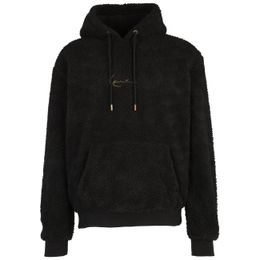 Kapuzensweatshirt Karl Kani "Karl Kani SMALL SIGNATURE TEDDY HOODIE BLACK", Herren, Gr. L, schwarz, 100% Polyester, Sweatshirts