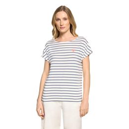 Kurzarmshirt Betty Barclay "Damen mit U-Boot-Ausschnitt", Damen, Gr. 36, wei&szlig;, blau, Jersey, Obermaterial: 95% Viskose, 5% Elasthan, loose fit normal, U-Boot-Ausschnitt, Shirts