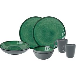 Brunner T&ecirc;te-&agrave;-t&ecirc;te Sea green Premium Melamin Geschirrset Porzellan-Touch Antirutsch. BPA-frei und bruchunempfindlich 8-teilig - Kunststoff und 