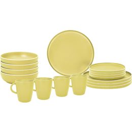 Brunner Lunch Box Dolomit Yellow Melamin Geschirrset Antirutsch, BPA-frei und bruchunempfindlich 16-teilig - Kunststoff und Melamin Geschirr-Sets