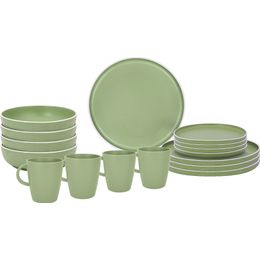 Brunner Lunch Box Dolomit Green Melamin Geschirrset Antirutsch, BPA-frei und bruchunempfindlich 16-teilig - Kunststoff und Melamin Geschirr-Sets