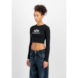 Sweater Alpha Industries "Basic Cropped Longsleeve W", Damen, Gr. L, schwarz, Obermaterial: 95% Baumwolle, 5% Elastan, slim fit, Sweatshirts Sweater