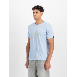 T-Shirt Alpha Industries "Basic T-Shirt", Herren, Gr. XXL, artic blau, Single Jersey, Obermaterial: 100% Baumwolle, bedruckt, regular fit normal, Rundhals, normaler Saum, Shirts T-Shirt, Baumwolle, regular fit