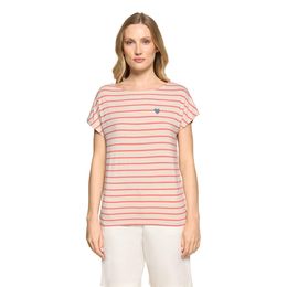Kurzarmshirt Betty Barclay "Damen mit U-Boot-Ausschnitt", Damen, Gr. 36, beige, rot, Jersey, Obermaterial: 95% Viskose, 5% Elasthan, loose fit normal, U-Boot-Ausschnitt, Shirts