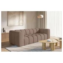 Big-Sofa HOMSY BY ANA JOHNSON "&raquo;L&laquo; BOUBELLE Design-Sofa mit Steppung, Bubble-Optik, Breite 246 cm", braun, B:246cm H:75cm T:100cm, 100% Polyester, Sofas, Big-Sofa, 4-Sitzer mit Wellenunterfederung, L Sitztiefe 63 cm