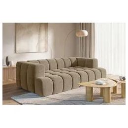 Big-Sofa HOMSY BY ANA JOHNSON "&raquo;XL&laquo; BOUBELLE Design-Sofa extra tief, Bubble-Optik, Breite 246 cm", hellbraun, B:246cm H:75cm T:135cm, 100% Polyester, Sofas, Big-Sofa, 4-Sitzer mit Wellenunterfederung, XL Sitztiefe 100 cm