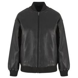 Lederjacke Urban Classics "Urban Classics Ladies Synthetic Leather Bomber Jacket", Damen, Gr. XL, schwarz, 100% Viskose, unifarben, normal, amerikanischer Ausschnitt, Jacken