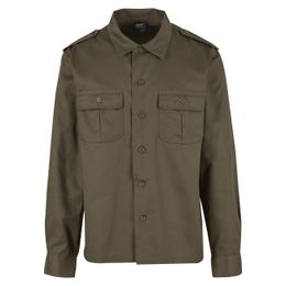 Langarmhemd Brandit "Brandit Herren US Shirt", Herren, Gr. S, US-Gr&ouml;&szlig;en, olive, 80% Polyester, 20% Baumwolle, unifarben, normal, Hemden