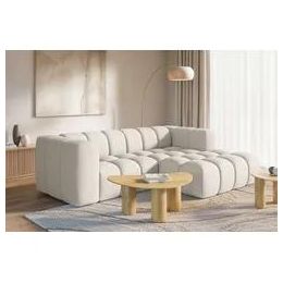 Ecksofa HOMSY BY ANA JOHNSON "&raquo;L&laquo; BOUBELLE L-Form, Design-Sofa, Bubble-Optik, Breite 247 cm", beige, B:247cm H:75cm T:156cm, 100% Polyester, Sofas, Ecksofa, hoher Sitzkomfort dank Wellenunterfederung, L Sitztiefe 63 cm
