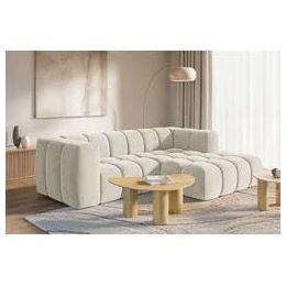 Ecksofa HOMSY BY ANA JOHNSON "&raquo;L&laquo; BOUBELLE L-Form, Design-Sofa, Bubble-Optik, Breite 247 cm", beige, B:247cm H:75cm T:156cm, 100% Polyester, Sofas, Ecksofa, hoher Sitzkomfort dank Wellenunterfederung, L Sitztiefe 63 cm