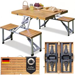 Casaria Campingtisch Holz Alu f&uuml;r 4 Personen klappbar