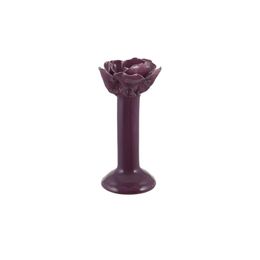 HOME STORY Kerzenhalter Bl&uuml;te lila/violett Steingut Ma&szlig;e (cm): H: 17 &Oslash;: 7.0 &raquo; M&ouml;bel Kraft