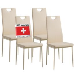 ALBATROS Esszimmerst&uuml;hle SALERNO 4er Set, Beige - Edles Italienisches Design, Polsterstuhl Kunstleder-Bezug, Modern und Stilvoll am Esstisch - K&uuml;chenstuhl, Stuhl Esszimmer hohe Belastbarkeit