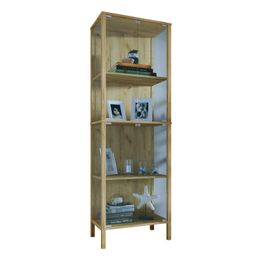 Vcm Glasvitrine stehend Jensol XL &ndash; hohe Standvitrine mit ESG-Sicherheitsglas, Glasfront & Seitenteile, moderner Vitrinenschrank, ca. 178 x 60 x 35 cm
