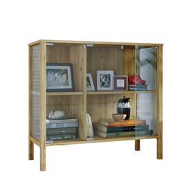 Vcm Glasvitrine stehend Jensol &ndash; breite Standvitrine mit ESG-Sicherheitsglas, Glasfront & Seitenteile, moderner Vitrinenschrank, Sideboard ca. 80 x 87 x 35 cm