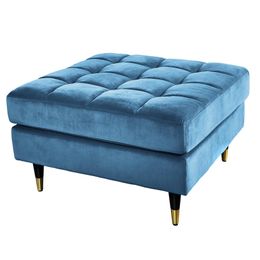 Riess Ambiente riess-ambiente Hocker COZY VELVET - 80cm petrol blau gold Samt Metallf&uuml;&szlig;e